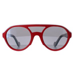 Moncler ML0052 66C gl&Atilde;&curren;nzend rot und grau transparent grau Spiegel Sonnenbrille