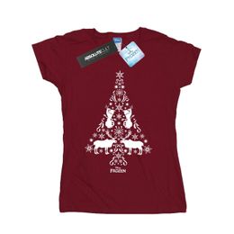 Disney - "Frozen Christmas Tree" T-Shirt f&uuml;r Damen (Burgunderrot)