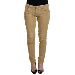 Acht Braune Baumwollcordhosen Niedrige Taille Damen Freizeit Damenjeans
