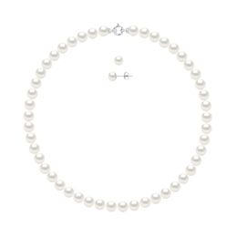 Set Halskette + Ohrringe &ndash; echte S&uuml;&szlig;wasser-Zuchtperlen rund 8&ndash;9 mm