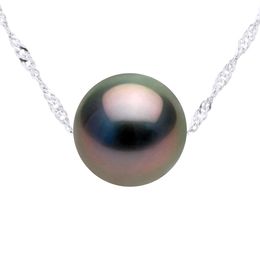 Halskette, echte Tahiti-Zuchtperle, rund, 9&ndash;10 mm