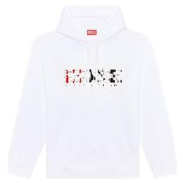 Diesel Double Destroyed Logo Wei&szlig;er Kapuzenpullover