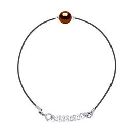 DIADEMA - Armband - Schwarzes Nylon - S&uuml;&szlig;wasserperle - Farbe schokolade