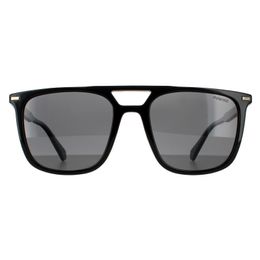 Polaroid Rectangle Mens Schwarz Grau Polarisierte Sonnenbrille