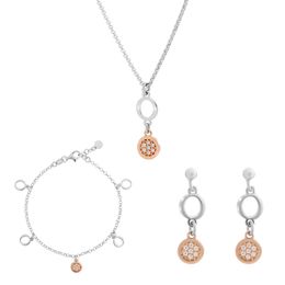 Orphelia 'Maite' Damen 925 Sterling Silber Set: Kette + Armband + Ohrringe - Silber/Ros&eacute; SET-7376