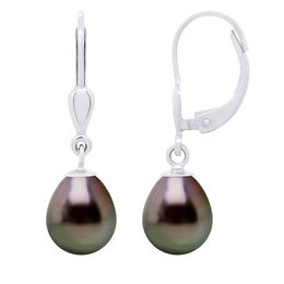 Ohrringe aus Silber 925 und echten Tahiti-Zuchtperlen Birne 8-9 mm