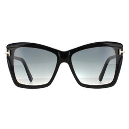 Tom Ford Butterfly Womens Shiny Black Smoke Gradient