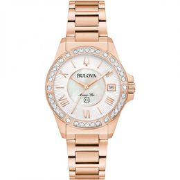Bulova Marine Star Damenros&eacute;gold Uhr 98R295