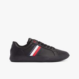 Herren Tommy Hilfiger Essential Leder Cupsole Sneakers in Schwarz