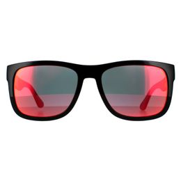 Tommy Hilfiger Rectangle Mens Black Red Mirror Sonnenbrillen