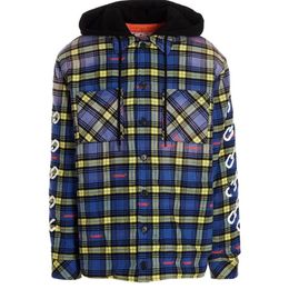 Off-White Arrow wattierte Flanell-Jacke in Staubblau
