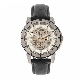 Reign Philippe Automatik-Skelettuhr mit Lederarmband