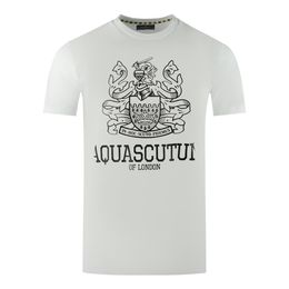 Aquascutum Large Bold London Aldis Brand Logo Wei&szlig;es T-Shirt