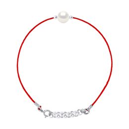 DIADEMA - Armband - Rotes Nylon - S&uuml;&szlig;wasserperle - Wei&szlig;