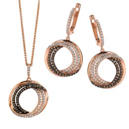 Orphelia 'Alina' Damen-Set aus 925er Sterlingsilber: Kettenanh&auml;nger + Ohrringe - Ros&eacute; SET-7055