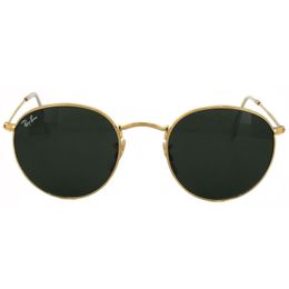 Ray-Ban Sonnenbrille rund Metall 3447 001 Gold Gr&uuml;n 47mm
