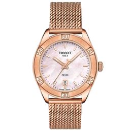 Tissot PR 100 Sport Chic Damenrosegolduhr T1019103315100