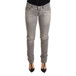 Acht Hellgraue Gewaschene Baumwoll Slim Fit Jeans