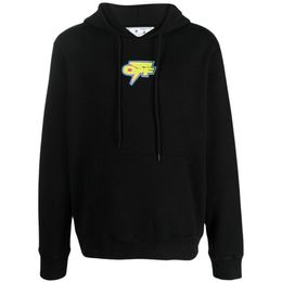 Off-White Dedrade Thunder Logo Slim Fit Schwarzer Kapuzenpullover
