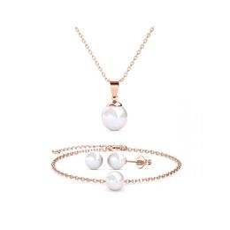 Perlmutt Trio Set - Rose Gold und Wei&szlig;