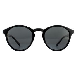 Polaroid Runde Unisex gl&auml;nzend schwarz grau polarisierte Sonnenbrille