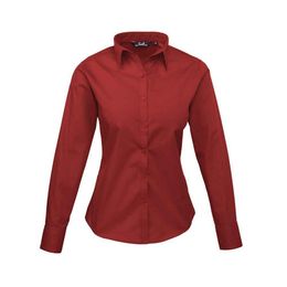 Premier - Bluse f&uuml;r Damen Lang&auml;rmlig (Burgunderrot)