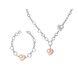 Orphelia Damen-Set aus 925er Sterlingsilber: Kette + Armband &ndash; Silber/Ros&eacute; SET-049