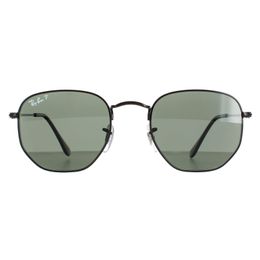Ray-Ban Square Unisex poliert schwarz/gr&uuml;n polarisiert hexagonal RB3548N Sonnenbrille