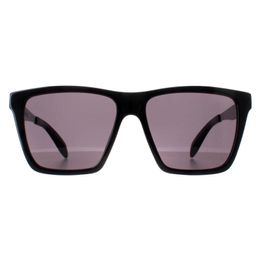 Alexander McQueen AM0352S 001 Gl&Atilde;&curren;nzende schwarze und dunkelchromgraue Sonnenbrille