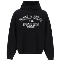 Dsquared2 Loose Fit Santa Dan Logo Schwarzer Kapuzenpullover