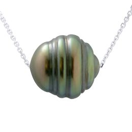 Halskette, echte Tahiti-Zuchtperle, eingekreist, 10&ndash;11 mm