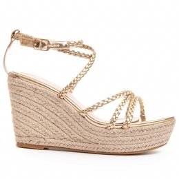 Montevita Wedge Sparto Sandale Wesparto6 in Gold