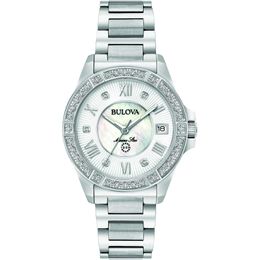 Bulova Marine Star Silber Damen Armbanduhr 96R232