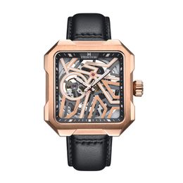 Montre squelette automatique Campbell avec bracelet en cuir Heritor
