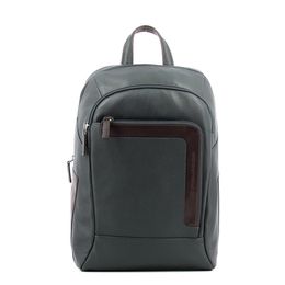 Laptop-Rucksack aus Leder 14.0 Piquadro BLU/MARRONE