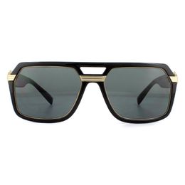 Versace Quadrat Herren Sonnenbrille Schwarz Dunkelgrau