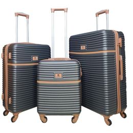 Graues Hartschalen-Reisekoffer-Set mit 4 R&auml;dern und TSA-Koffer