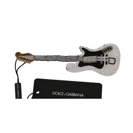 Dolce & Gabbana Dolce & Gabbana Wei&szlig;e Gitarre Pailletten Perlen Markenansticker Brosche