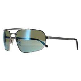 Serengeti Rectangle Herren Gl&auml;nzend Silber Saturn 555nm Blau Polarisiert Hinkley