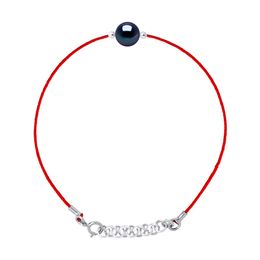 DIADEMA - Armband - Rotes Nylon - S&uuml;&szlig;wasserperle - Schwarzer Tahiti