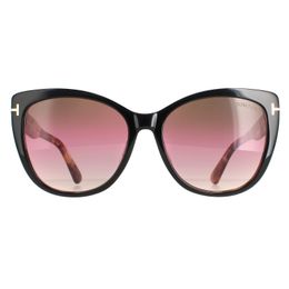 Tom Ford Cat Eye Damen Schwarz und Havanna Braun Rosa Gradient FT0937 Nora Sonnenbrille
