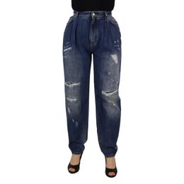 Dolce & Gabbana Dolce & Gabbana Blau Gef&auml;rbte Hohe Taillenlockere Damenhose