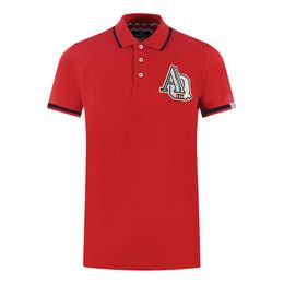 Aquascutum AQ 1851 besticktes rotes Poloshirt mit Spitze