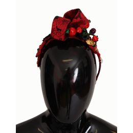 Dolce & Gabbana Dolce & Gabbana Cherry Silk Crystal Bow Logo Diadem Tiara Women's Bandband