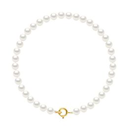 DIADEMA - Armband - Echte S&uuml;&szlig;wasserperlen - Wei&szlig; - Gelbgold