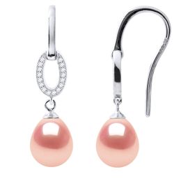 Ohrringe Haken S&uuml;&szlig;wasserperlen 8-9mm Birnen Rosen Schmuck 925