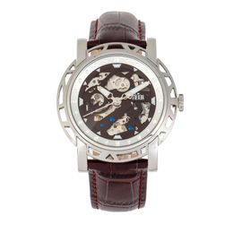 Reign Stavros Automatik-Skelett-Lederarmbanduhr