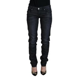 Acht Schwarze Baumwolle Niedrige Taille Slim Fit Damen Freizeit Denim Damenjeans