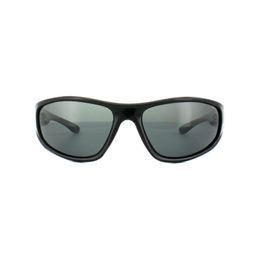 Polaroid Wrap Mens Shiny Black Grey Polarisierte Sonnenbrille