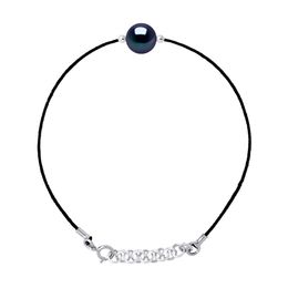 DIADEMA - Armband - Schwarzes Nylon - S&uuml;&szlig;wasserperle - Schwarzer Tahiti
